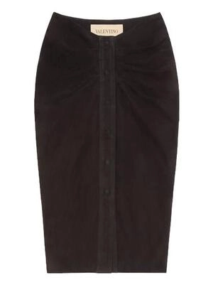 Valentino Garavani Suede Skirt With Buttons - Black