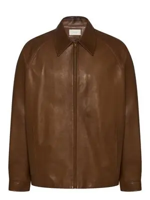 THE ROW Mount Leather Jacket - Oak Brown
