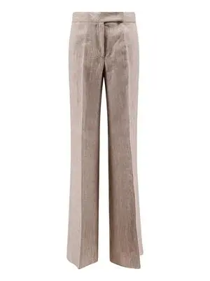 Max Mara Linen Wide Leg Trousers - Beige
