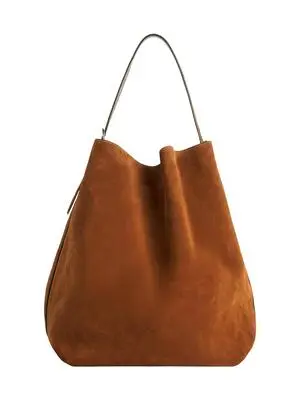 TOTEME Suede Belted Tote Shoulder Bag - Brown