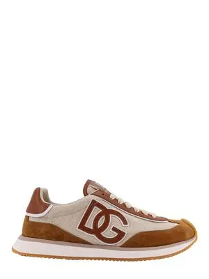 Dolce & Gabbana Canvas Sneakers With Side Logo - Brown