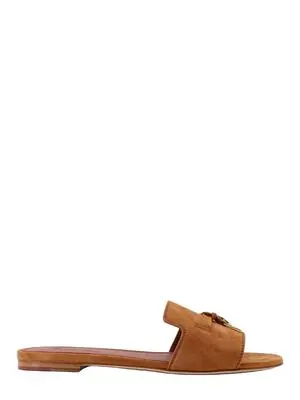 Loro Piana Suede Summer Charms Flat Sandals - Brown