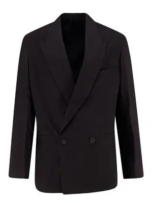 Studio Nicholson Blazer In Viscose And Linen Blend - Brown