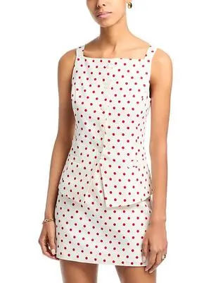 WAYF Joan Button Front Top - Ivory/red