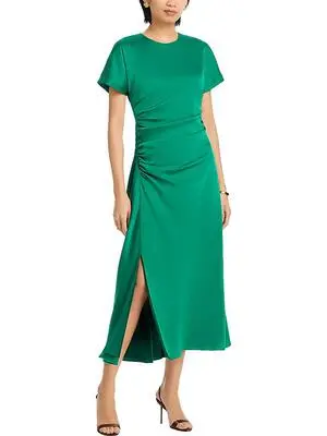 Simkhai Marabella Short Sleeve Draped Midi Dress - Kelly Green