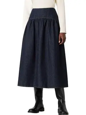 Whistles Waisted Midi Skirt - Denim