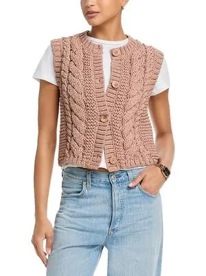 Aqua Sleeveless Cable Knit Sweater - Sandcastle