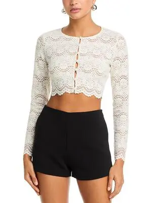 Aqua Lace Crop Cardigan - White