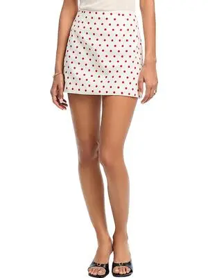WAYF Elle Mini Skirt - Ivory/red