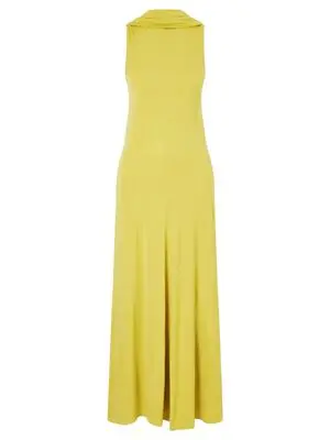 ESSE STUDIOS Solina Cowl Open-back Cape-effect Maxi Dress - Mustard