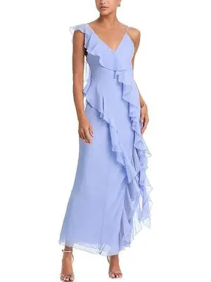Aqua Ruffled Maxi Dress - Sky Blue
