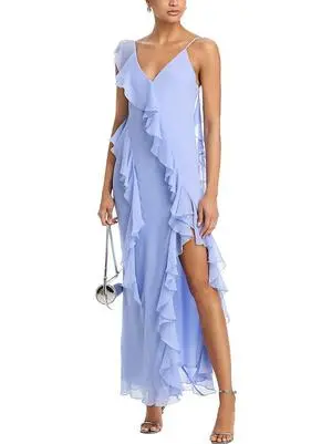 Aqua Ruffled Maxi Dress - Sky Blue