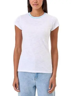 GOLDIE LEWINTER Double Shimmer Tipped Ringer Tee - White / Blue
