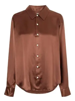 Comme Si La Classica Silk-charmeuse Shirt - Brown