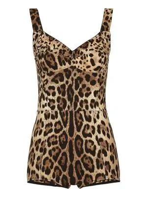 Dolce & Gabbana Leopard-print Charmeuse Bodysuit - Animal Print