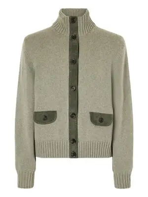 Loro Piana Parksville Suede-trimmed Cashmere Cardigan - Green