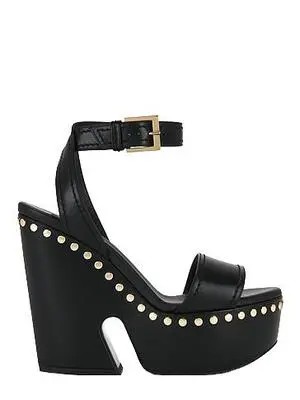 Givenchy Calfskin Clog Sandal With Gold-tone Studs - Black