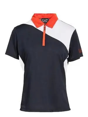 EA7 Polo Shirt With Half-zip Neckline - Blue