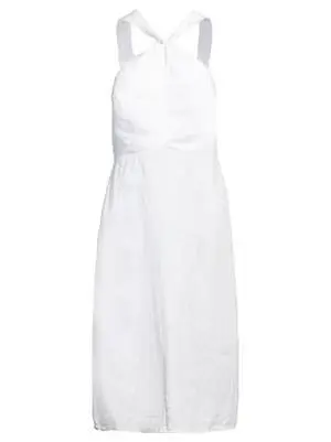 120% Lino Midi Linen Dress - White