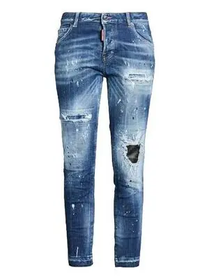 Dsquared2 Jeans In Cotton, Polyester, Elastane, And Calfskin - Blue