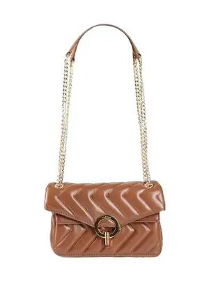Sandro Leather Quilted Flap Bag - Brown