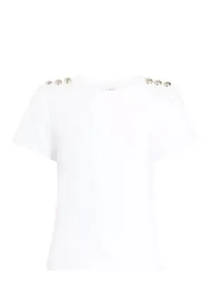 Cinq À Sept Button Embellished T-shirt - White