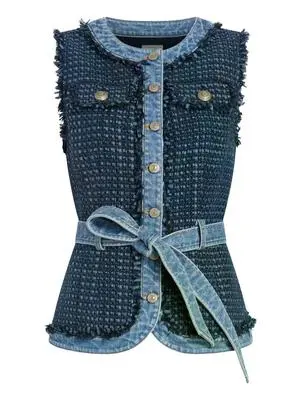 Cinq À Sept Frayed Belted Vest - Blue