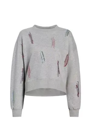 Cinq À Sept Long-sleeve Paillette Embellished Sweatshirt - Grey