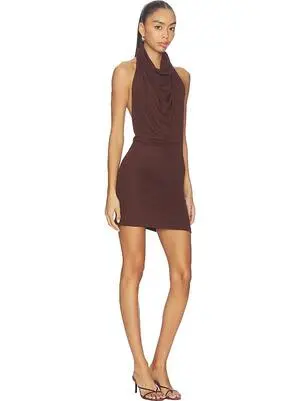 SNDYS Sonia High Neck Mini Dress - Chocolate
