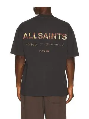 ALLSAINTS Underground Crew Tee In Black - Washed Black & Dakota