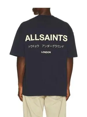 ALLSAINTS Underground Crew Tee In Blue - Moonlit Blue