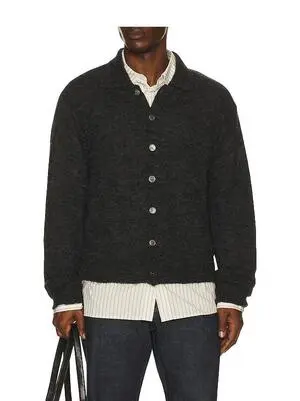 Our Legacy Evening Polo In Charcoal - Charcoal Melange Fuzzy Alpaca