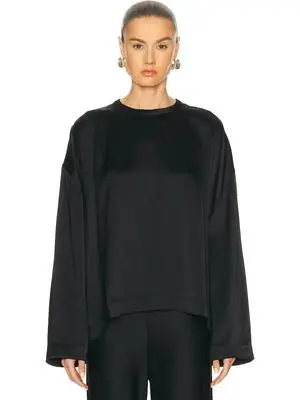 TOTEME Boxy Satin Top Black