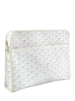 Goyard Jouvence Toiletry Pouch Coated Canvas Clutch - White