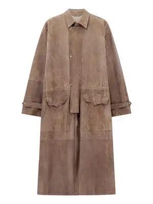 Giorgio Armani Suede Lambskin Single-breasted Trench Coat - Brown