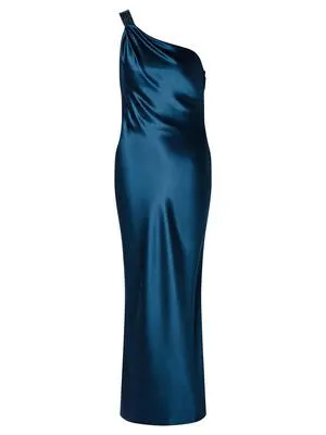 Giorgio Armani Long One-shoulder Silk Dress - Patterned