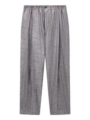 Giorgio Armani Silk And Linen Single-pleat Trousers - Grey