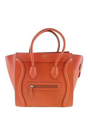 Celine 2012-2018 Micro Leather Luggage Tote Bag Orange