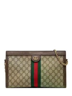Gucci Gg Supreme Ophidia Chain Shoulder Bag - Brown