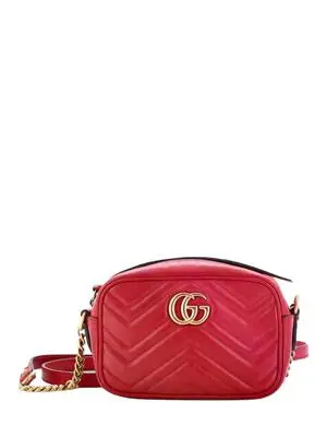 Gucci Gg Marmont Matelasse Leather Mini Crossbody Bag - Red