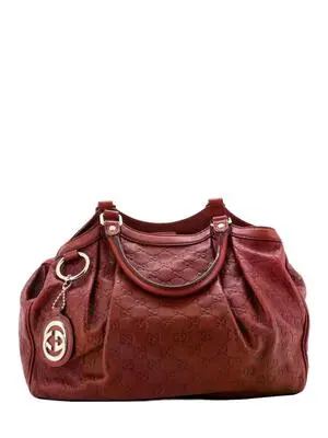 Gucci Sukey Ssima Leather Medium Tote Bag - Red