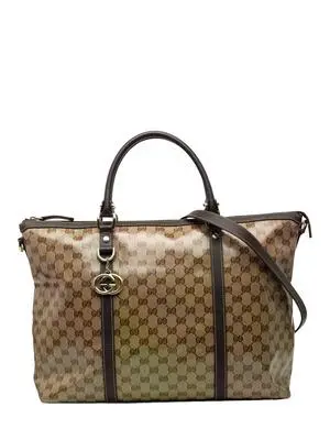 Gucci Gg Crystal Charm Satchel - Brown