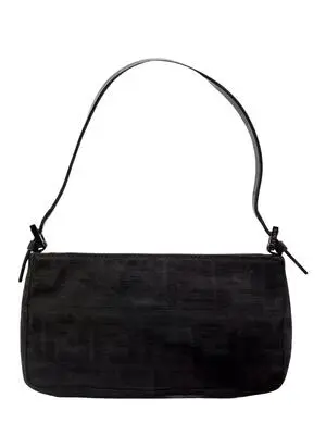 Fendi 2000-2010 Zucca Canvas Pochette Shoulder Bag - Black
