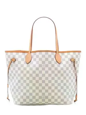 LOUIS VUITTON 2015 Damier Azur Neverfull Mm Tote Bag - White