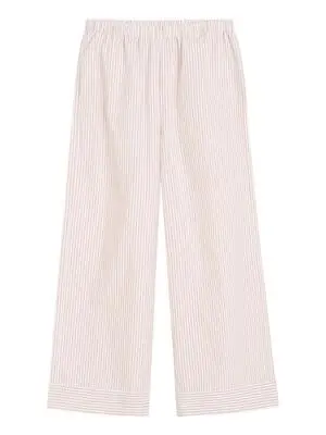 BY MALENE BIRGER Mirabello Organic Cotton Trousers - Dark Sand Stripe