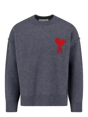 Ami Sweater With Contrasting Logo - Gray