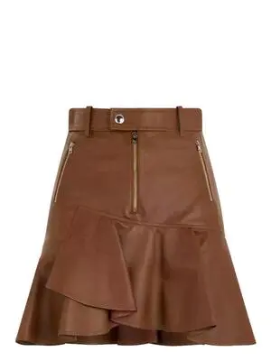 Valentino Garavani Mini Skirt With Ruffle Hem - Brown