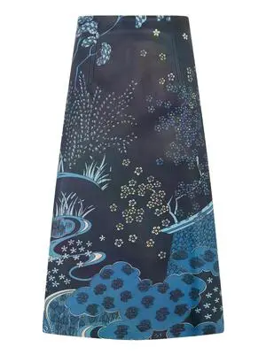 Valentino Garavani Floral-print Skirt - Blue
