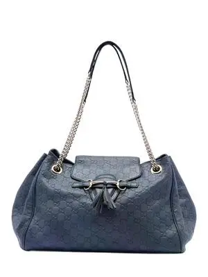 Gucci Large Sissima Emily Chain Shoulder Bag - Blue