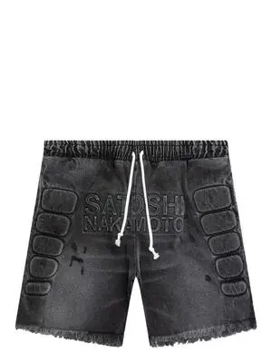 SATOSHI NAKAMOTO Frayed Denim Shorts - Grey